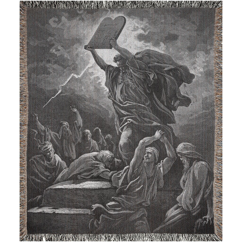 Gustave Dore Moses Breaks the Tables of the Law Woven Throw Blanket ...
