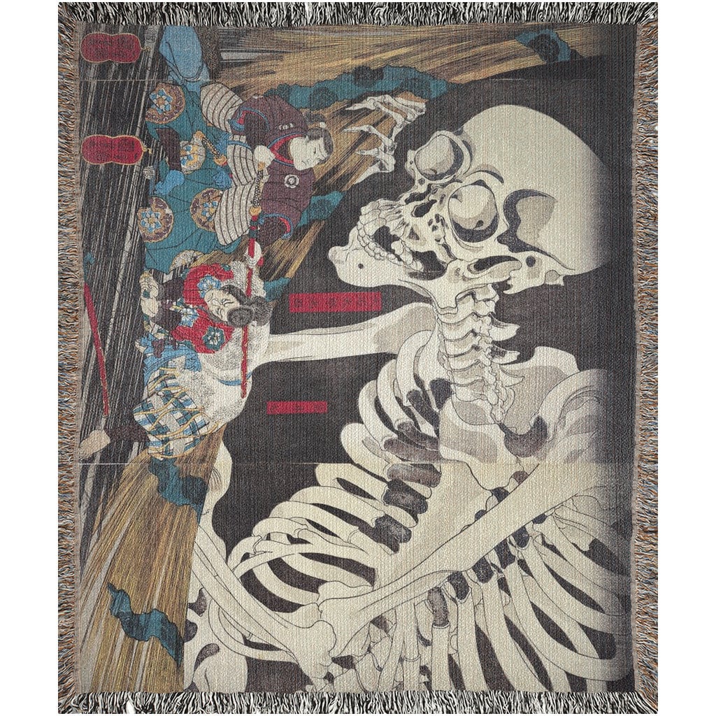 Kuniyoshi the Witch and the Skeleton Specter Woven Throw Blanket ...