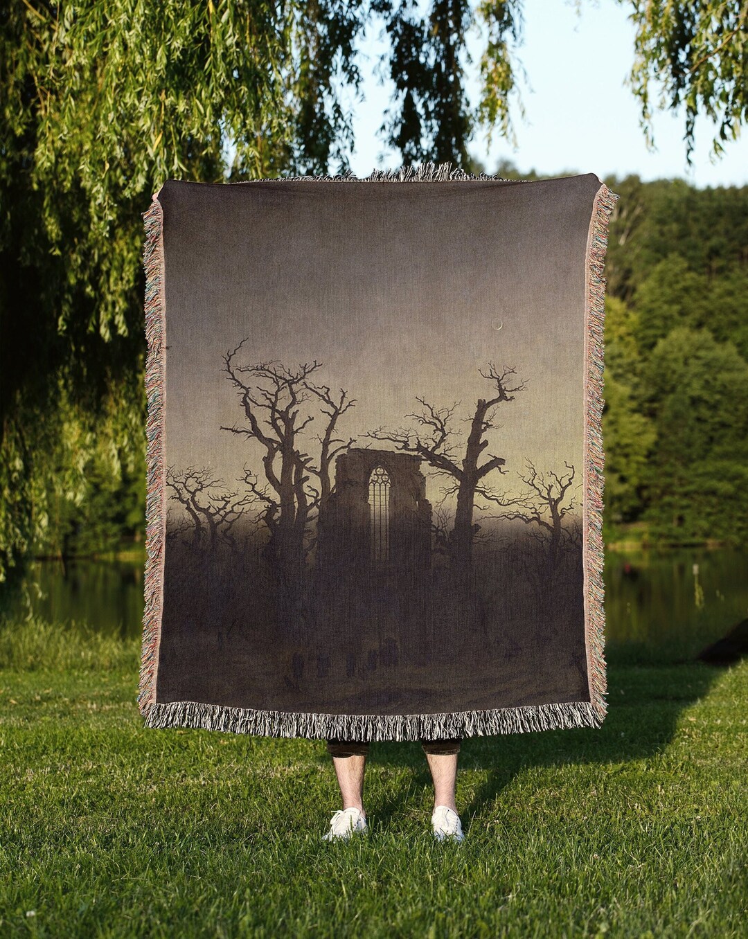 Abbey in the Oakwood Woven Throw Blanket: Dark Academia and Medieval ...