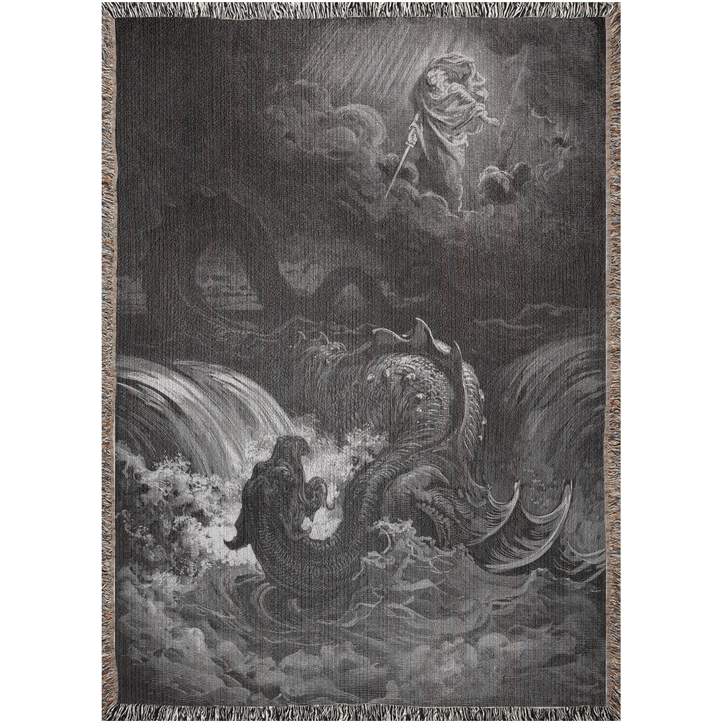 Destruction of Leviathan Gustave Dore Woven Throw Blanket: Occult ...