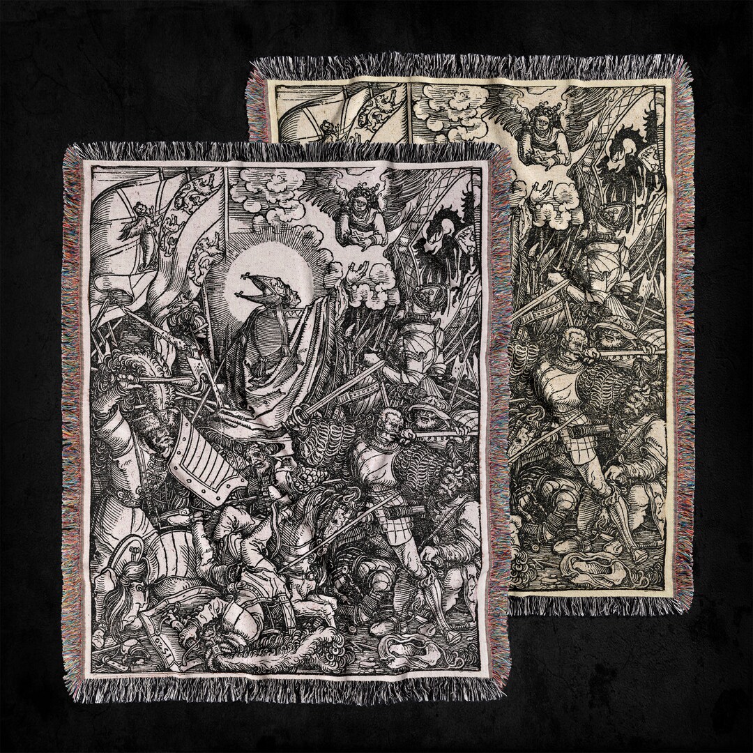 Battle of St. Ulrich Woven Throw Blanket: Medieval German Gothic Art ...