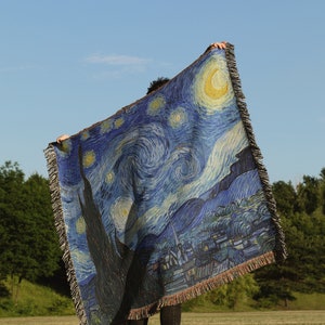 Van Gogh Starry Night Woven Throw Blankets: Romantic Dark - Etsy