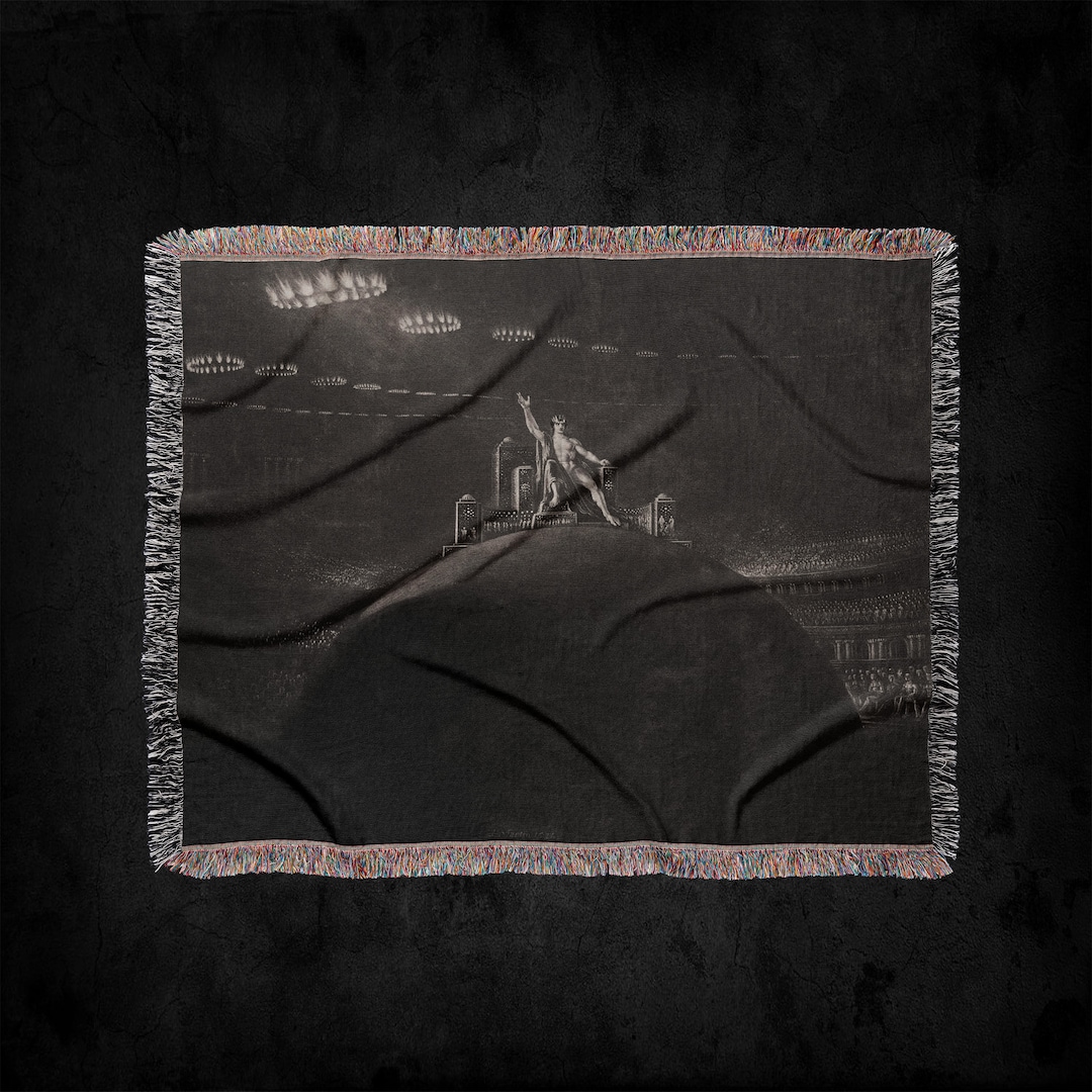 Satan Presiding at the Infernal Council Woven Throw Blanket: Occult ...