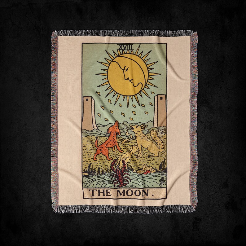 The Moon XVIII Rider-waite Tarot Deck Woven Throw Blanket: - Etsy