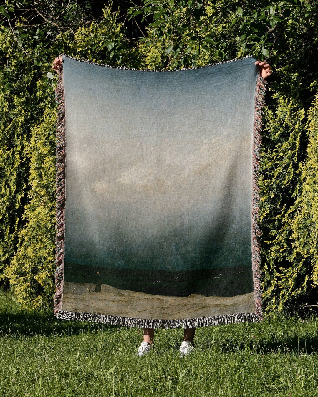 Monk by the Sea Caspar David Friedrich Woven Throw Blankets: Antique ...