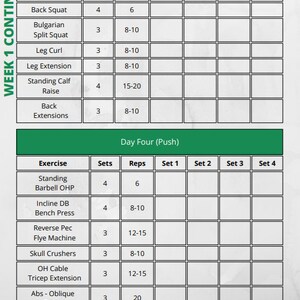 6 Day Push Pull Legs Muscle Building Workout Program (12 Weeks) - Etsy