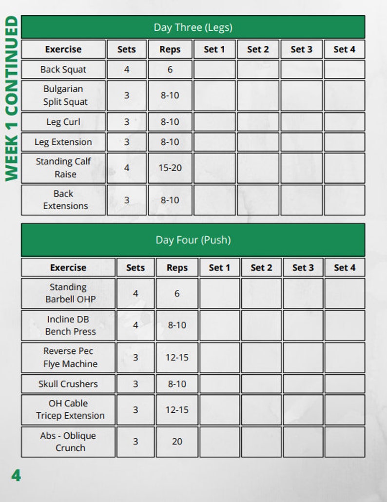 6 Day Push Pull Legs Muscle Building Workout Program (12 Weeks) - Etsy