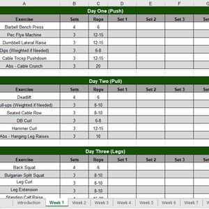 6 Day Push Pull Legs Muscle Building Workout Program (12 Weeks) - Etsy