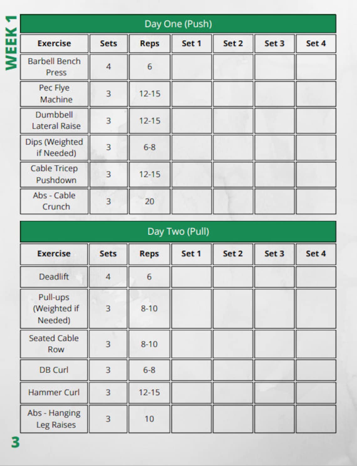 6 Day Push Pull Legs Muscle Building Workout Program (12 Weeks) - Etsy