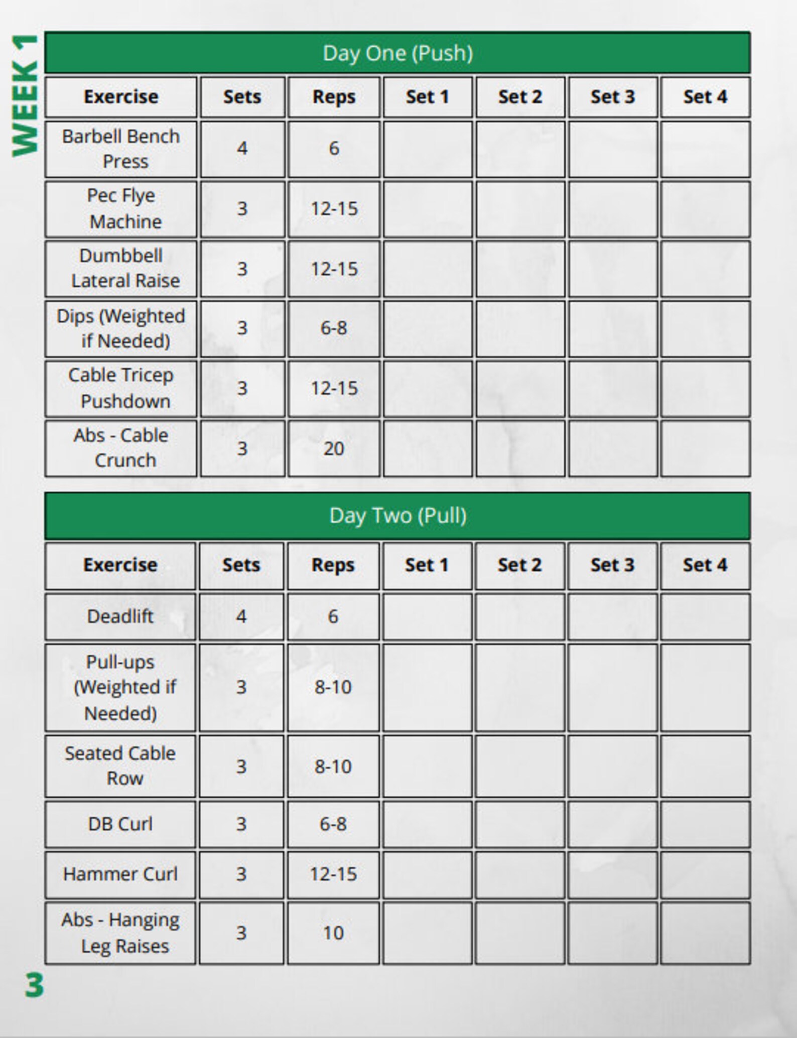 6 Day Push Pull Legs Muscle Building Workout Program (12 Weeks) - Etsy
