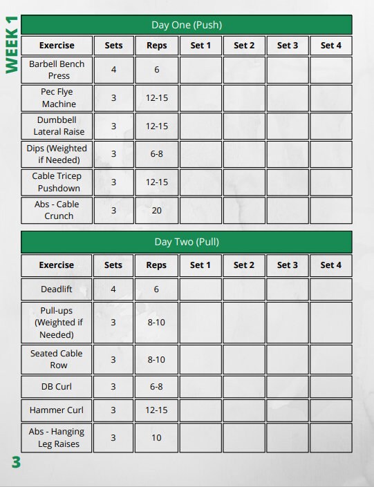 6 Day Push Pull Legs Muscle Building Workout Program (12 Weeks) - Etsy