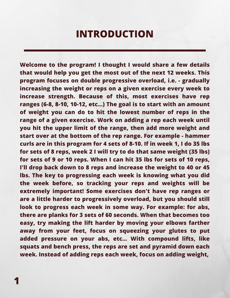 5 Day Full-body Strength Training Workout Program (12 Weeks) - Etsy