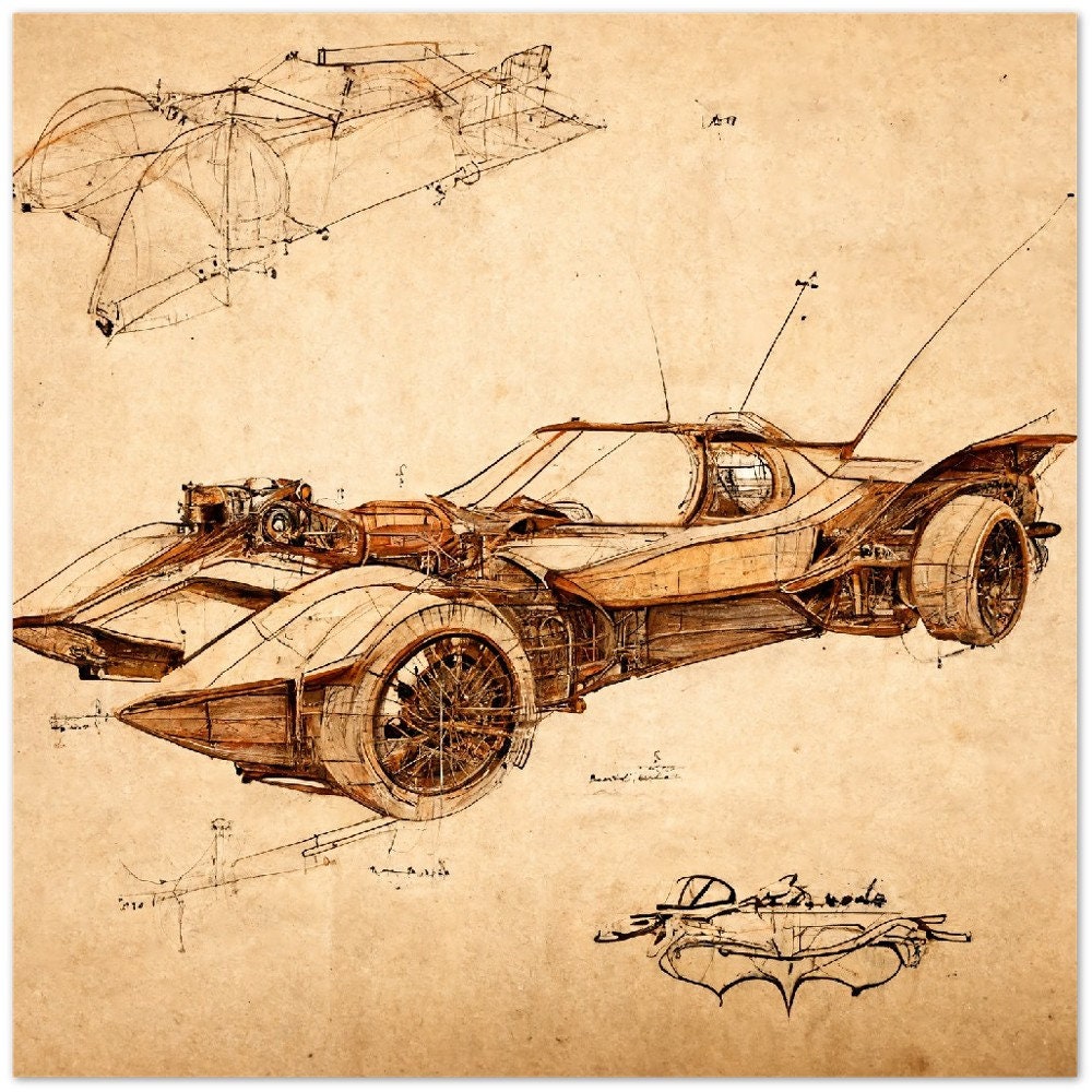 Da Vinci Invents: the Batmobile (matte Print) - Etsy