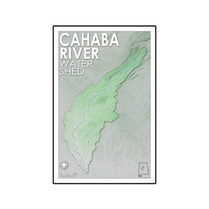 Cahaba River Watershed Map Print or Digital - Etsy