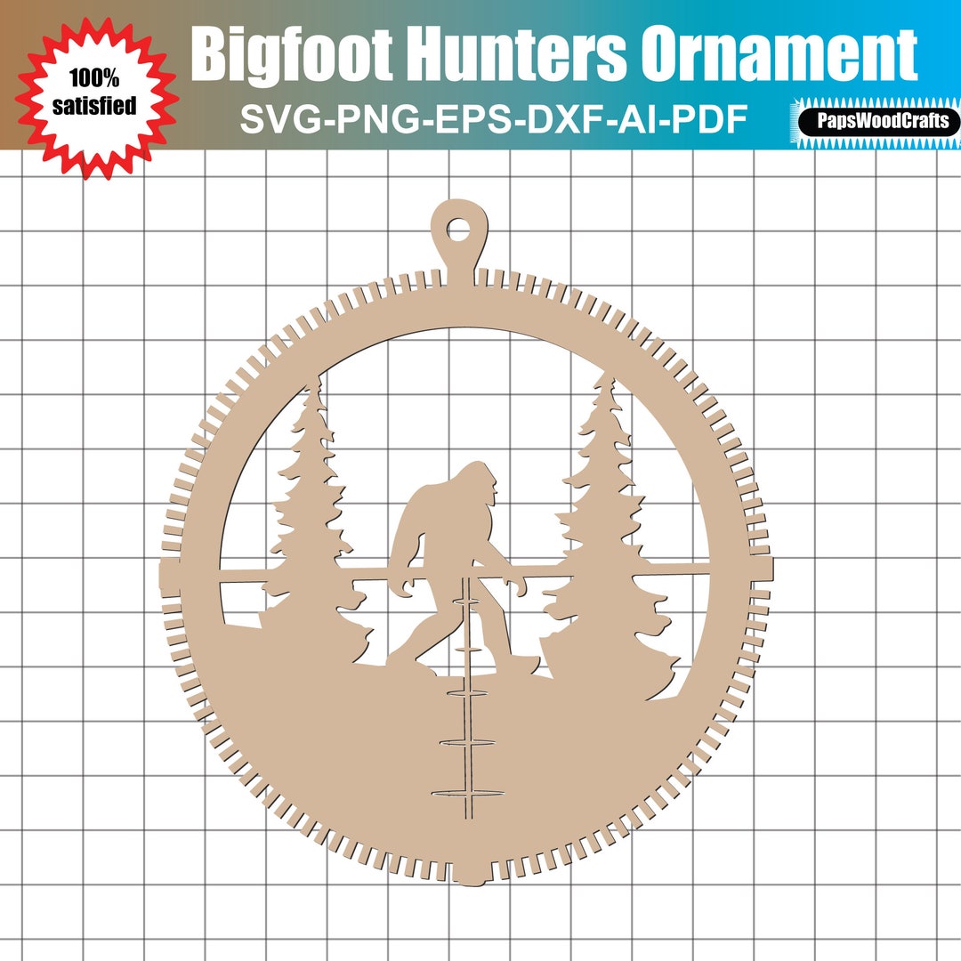 Bigfoot Hunters Ornament - Svg Dxf Laser Glow Forge Vector Woods Wild ...
