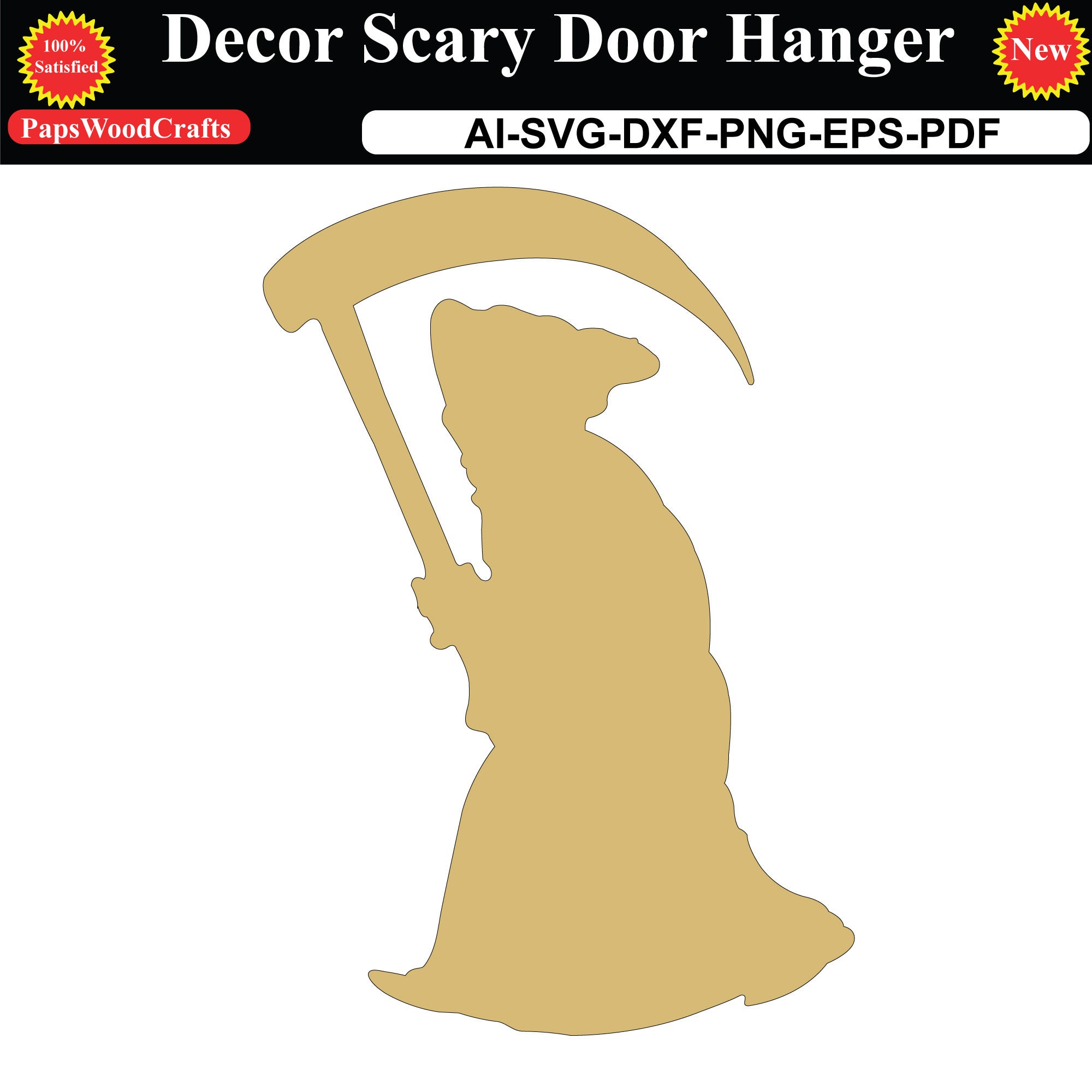 Grim Reaper Cutout Unfinished Wood Halloween Decor Scary Door Hanger ...