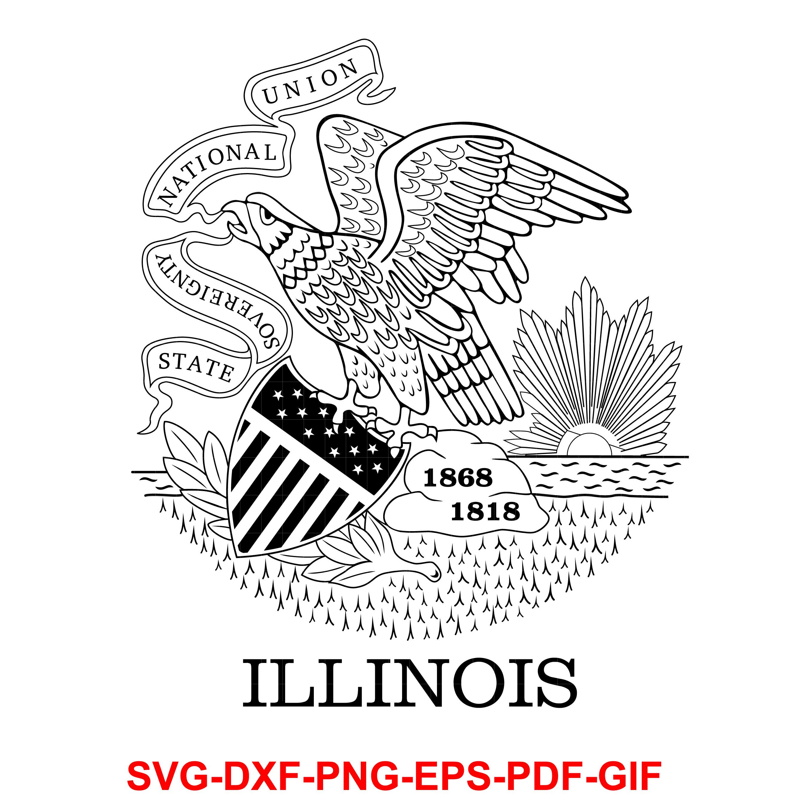 The Great Seal, of the State, of Illinois, Badge, Laser Cutting, Vector ...