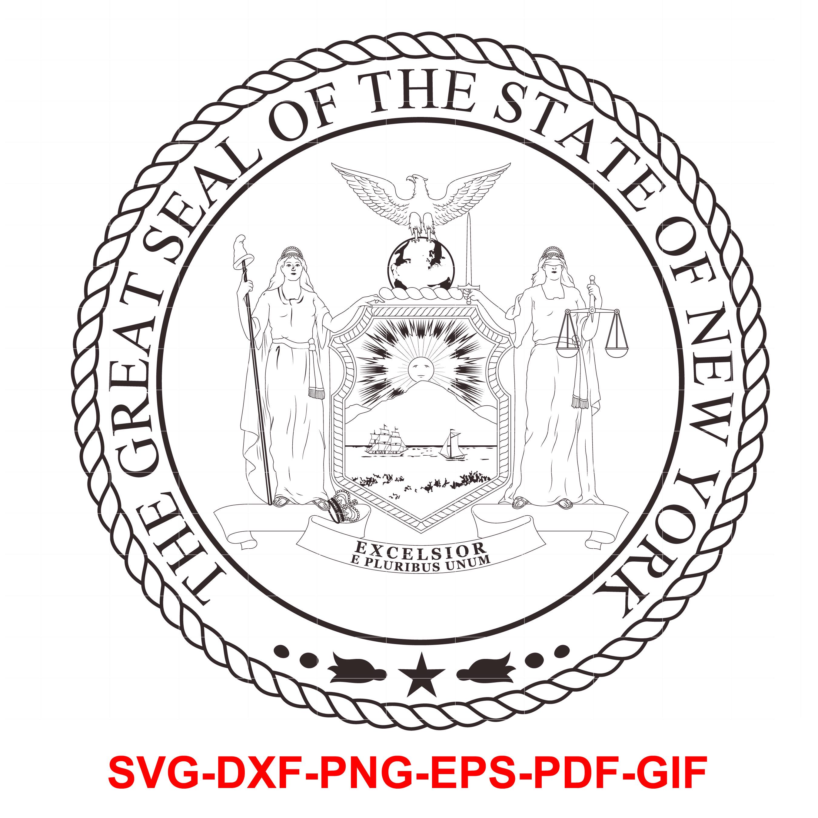 The Great Seal, of the State ,of New York, Badge, Seal, Laser Cutting ...