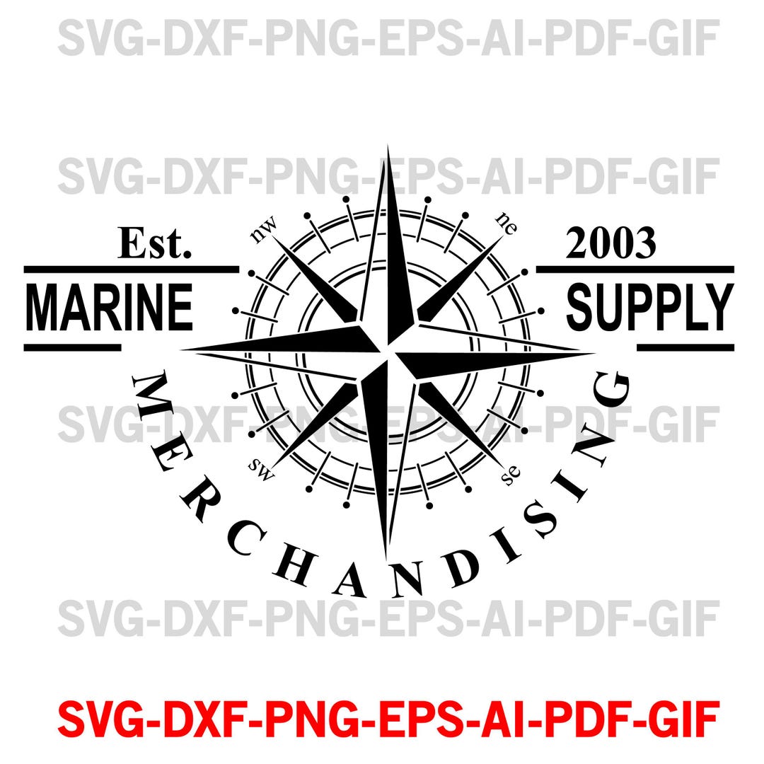 Vintage Marine Compass Rose Logo - Nautical Supply & Merchandising ...