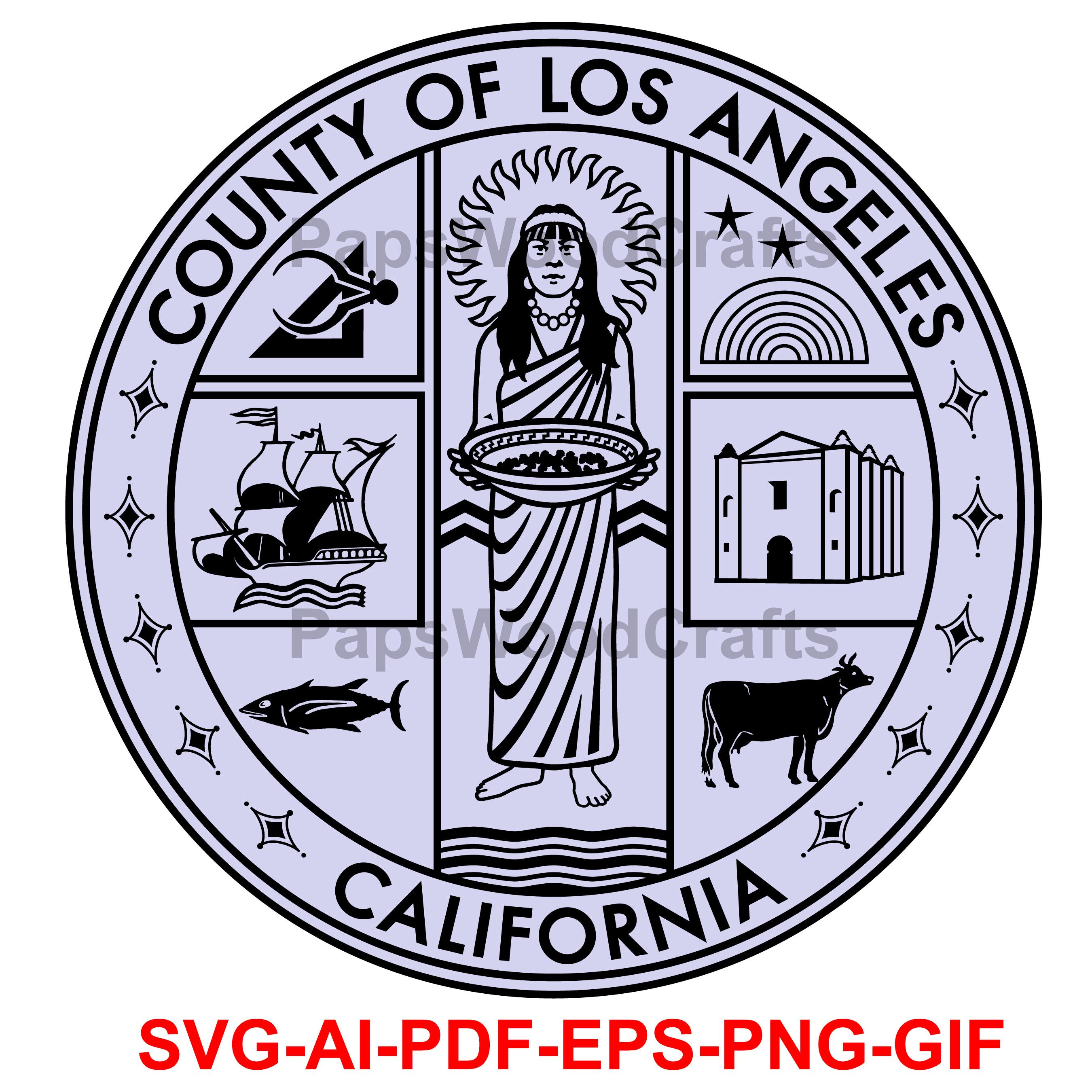 Los Angeles County, California Badge, Seal, Laser Cutting, Vector Art ...