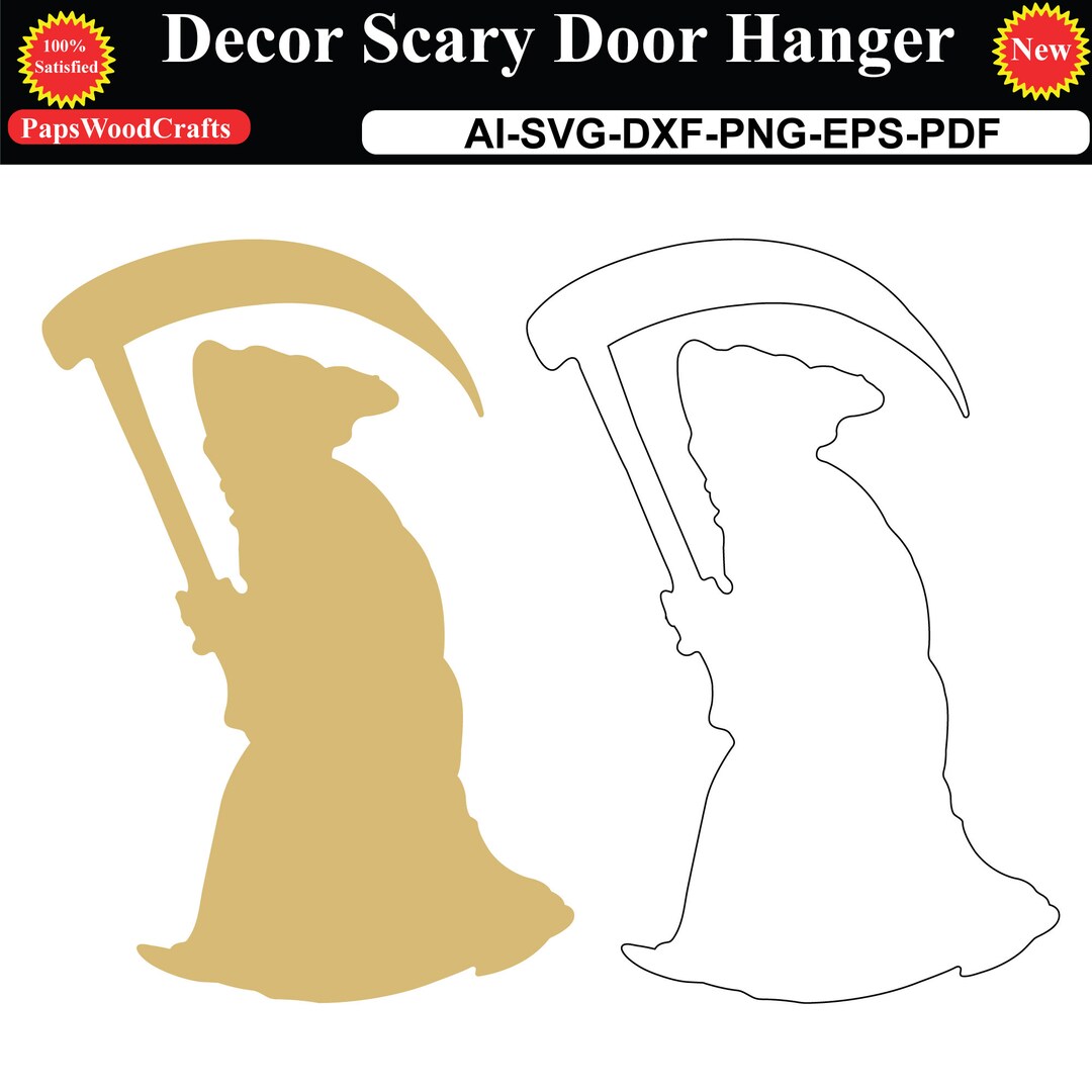 Grim Reaper Cutout Unfinished Wood Halloween Decor Scary Door Hanger ...