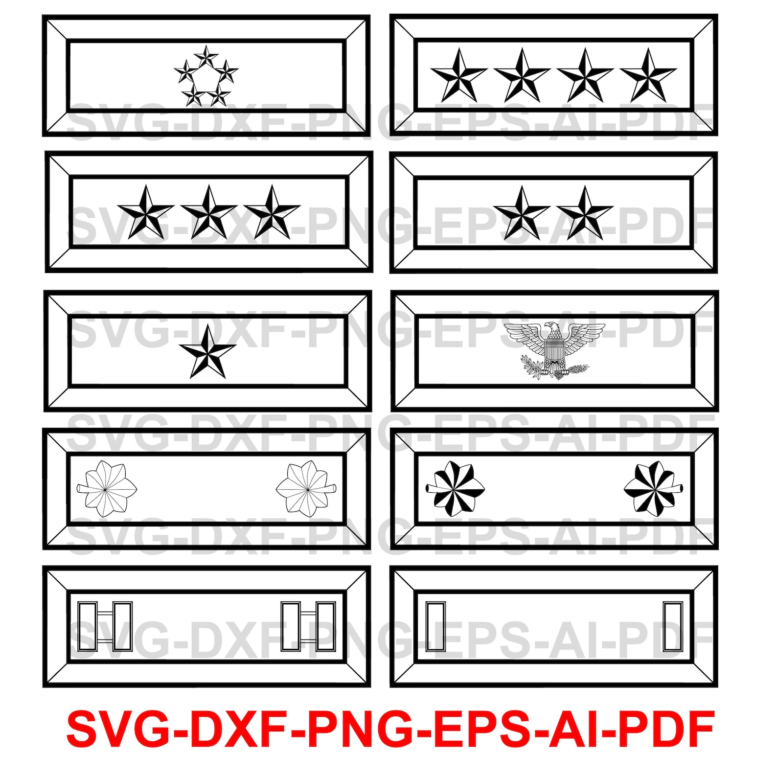 U.S. Army Officer Rank Insignia SVG & PNG - Digital Download - Etsy
