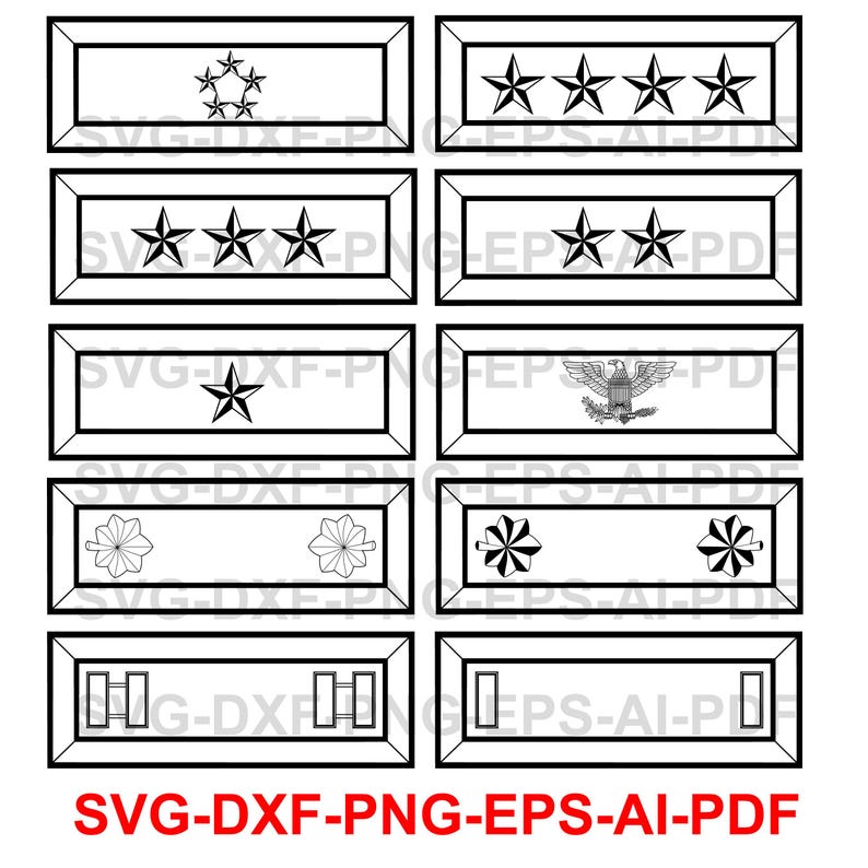 U.S. Army Officer Rank Insignia SVG & PNG - Digital Download - Etsy