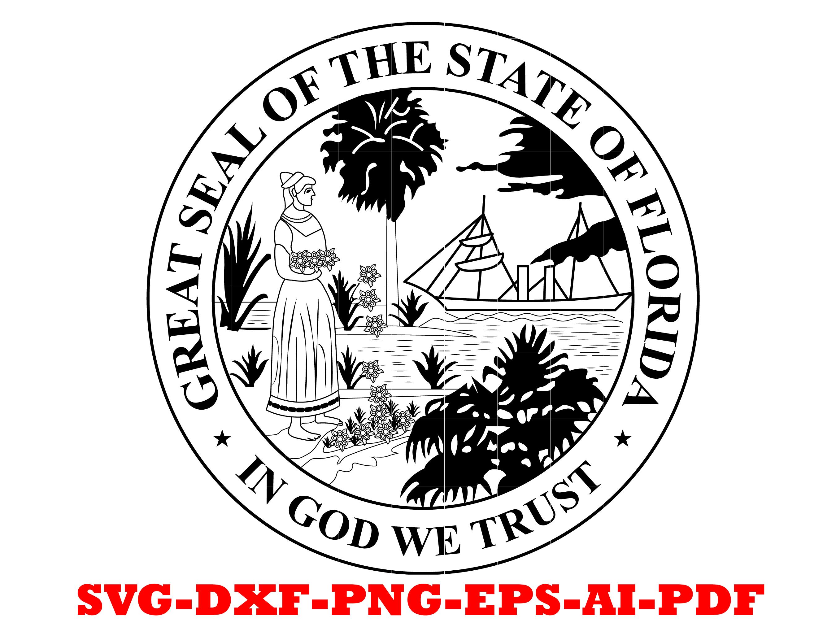 Great Seal of the State of Florida Badge, Logo, Seal, Custom, Ai ...