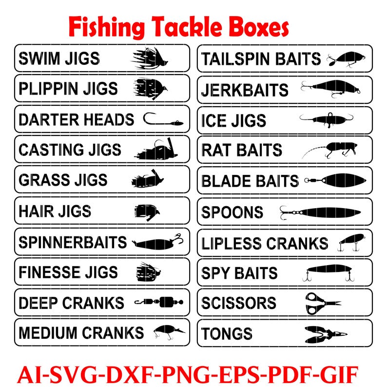 Fishing Toolbox, Organization Labels, Fishing Tackle Boxes, Jigs Labels ...