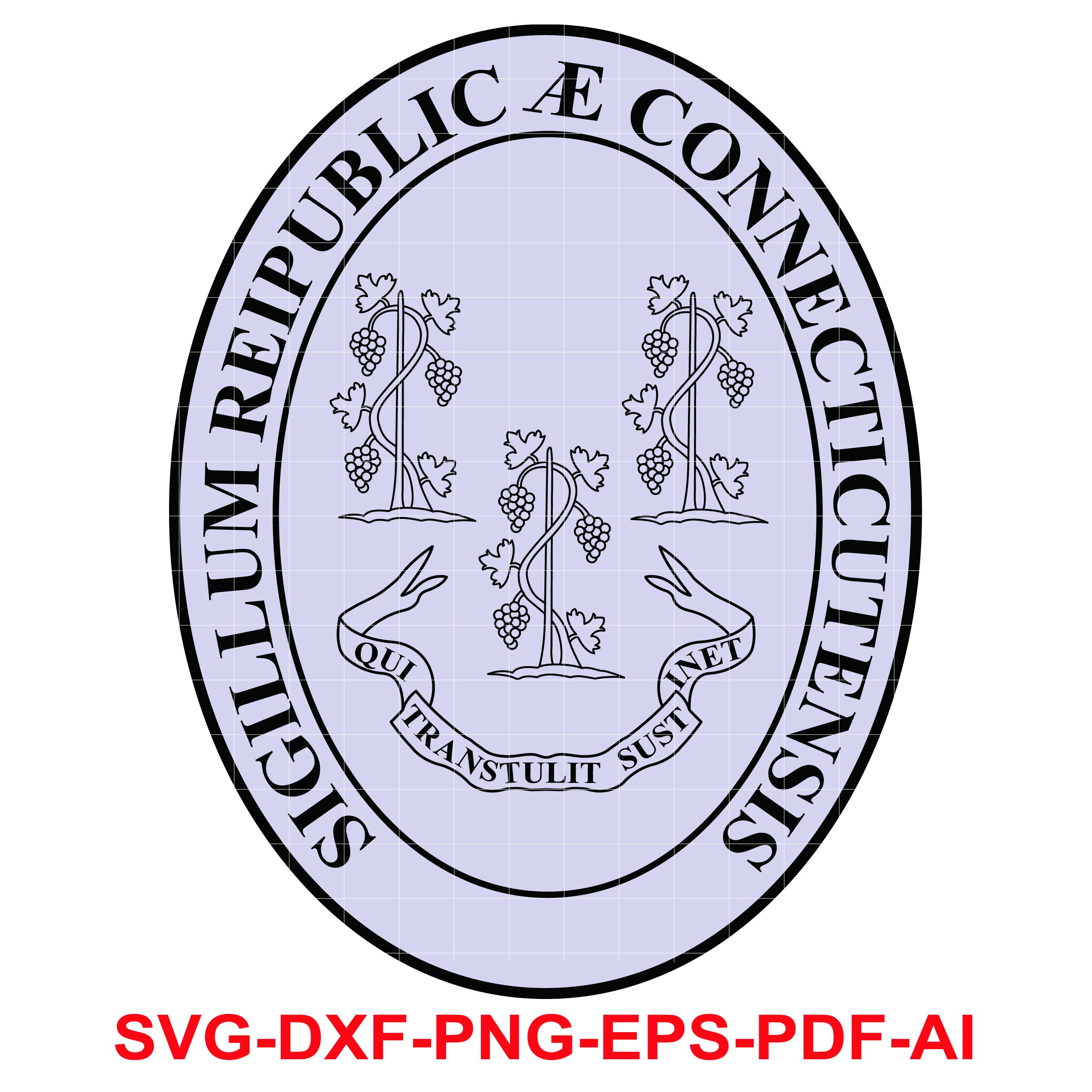 Seal of Connecticut, Badge, Laser Cutting, Vector Art, Cut Files ...