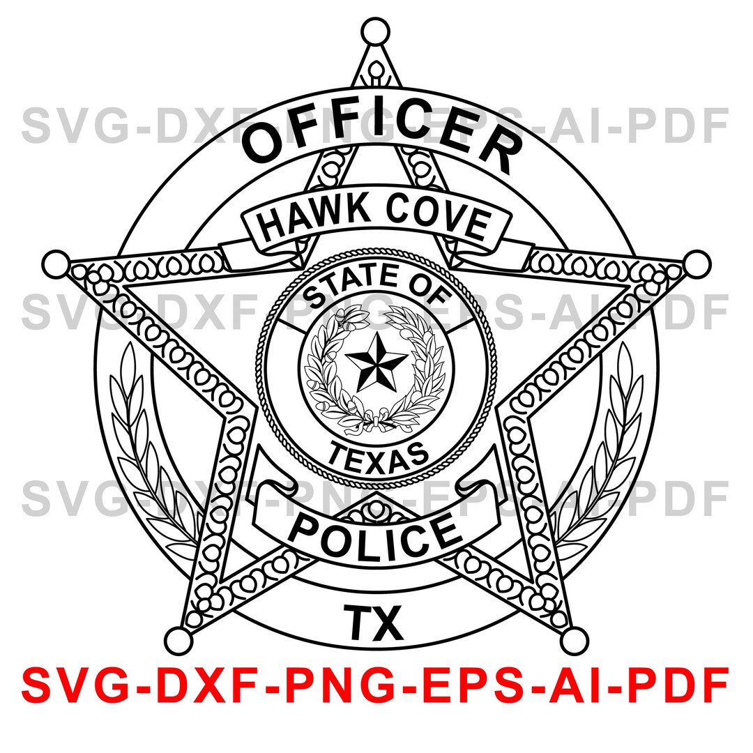 Authentic Hawk Cove Police Badge Vector Logo - Texas Law Enforcement ...