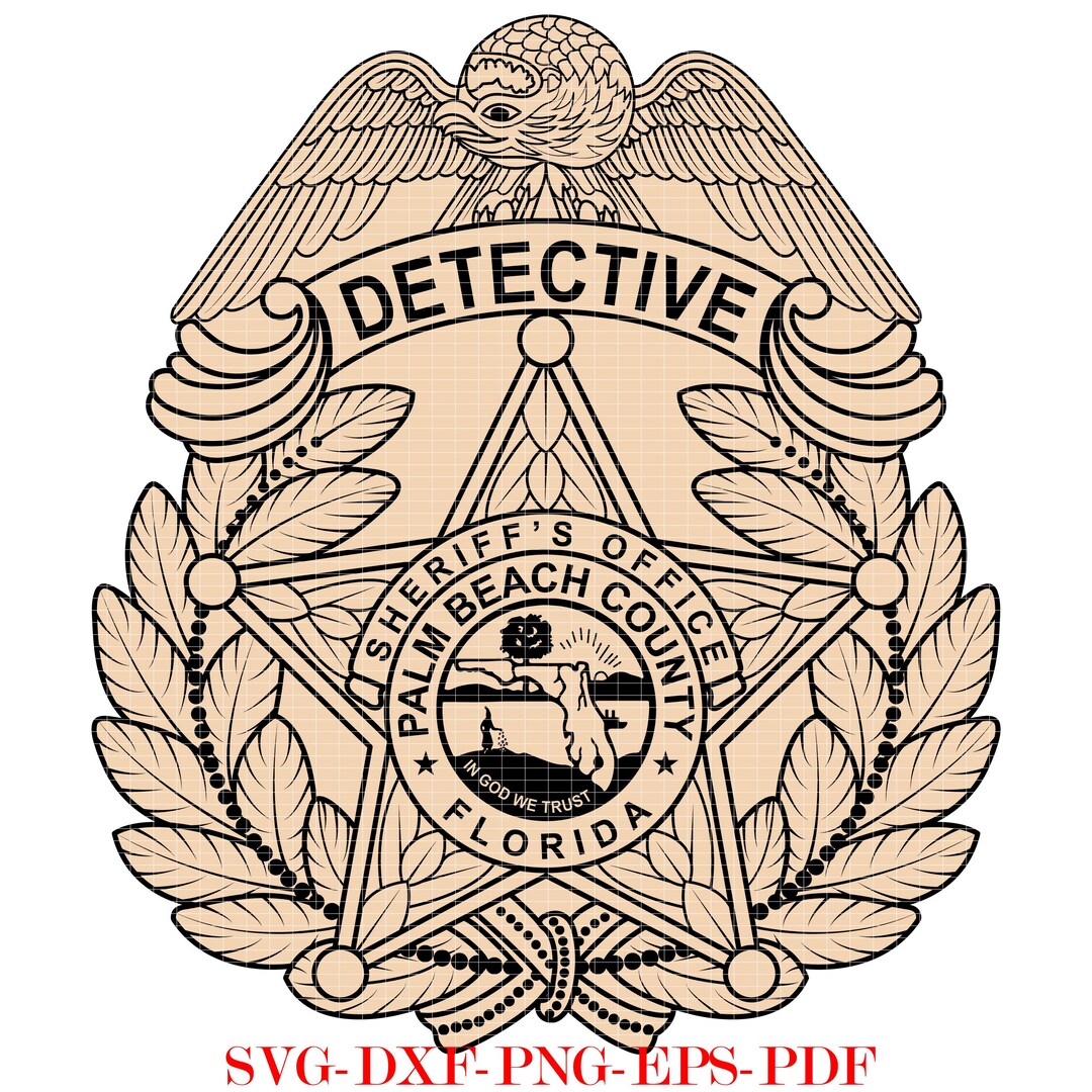 State of Florida, Sheriff Detective Badge, Seal, Laser Cutting, Vector ...