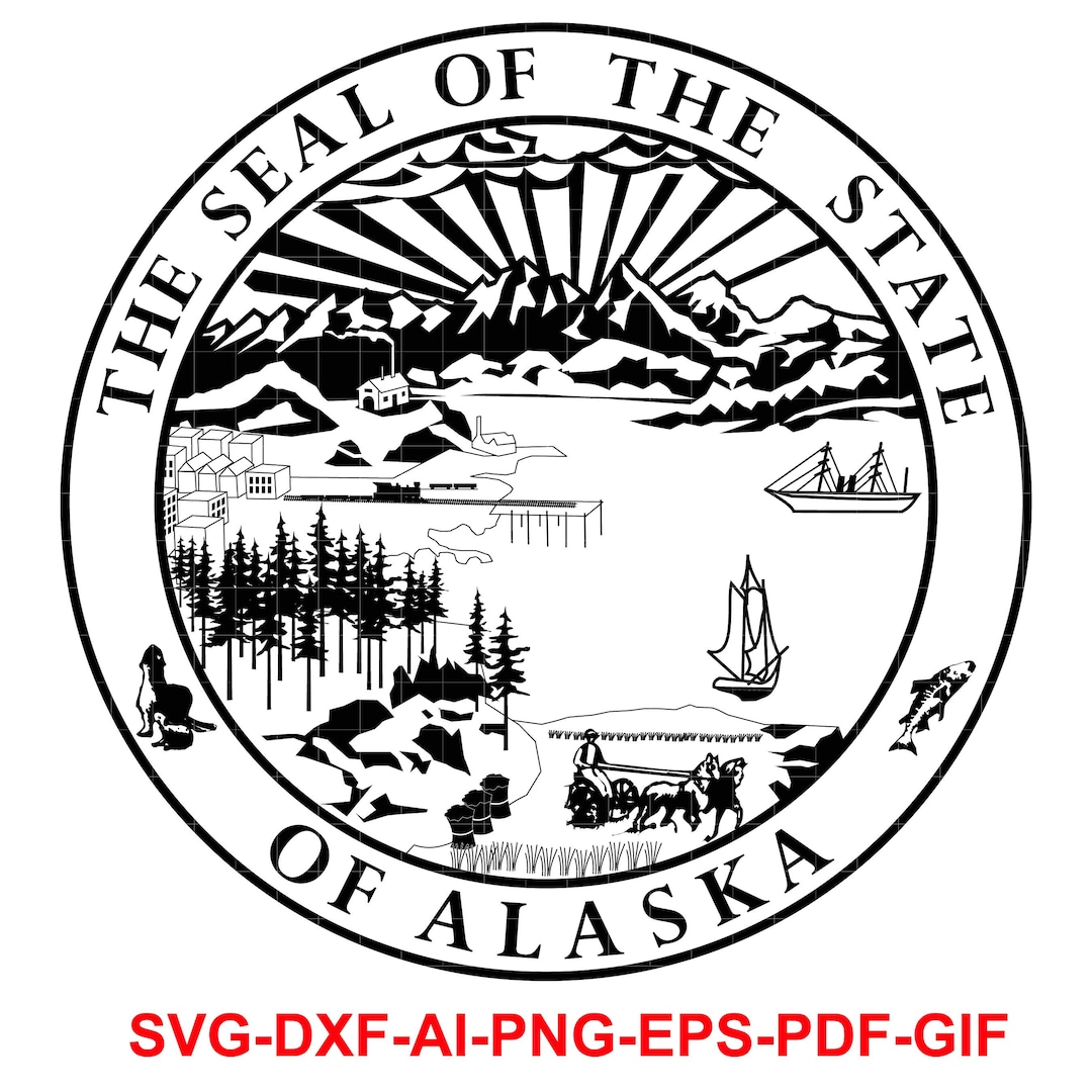 State of Alaska, Badge, Laser Cutting, Vector Art, Cut Files, Digital ...