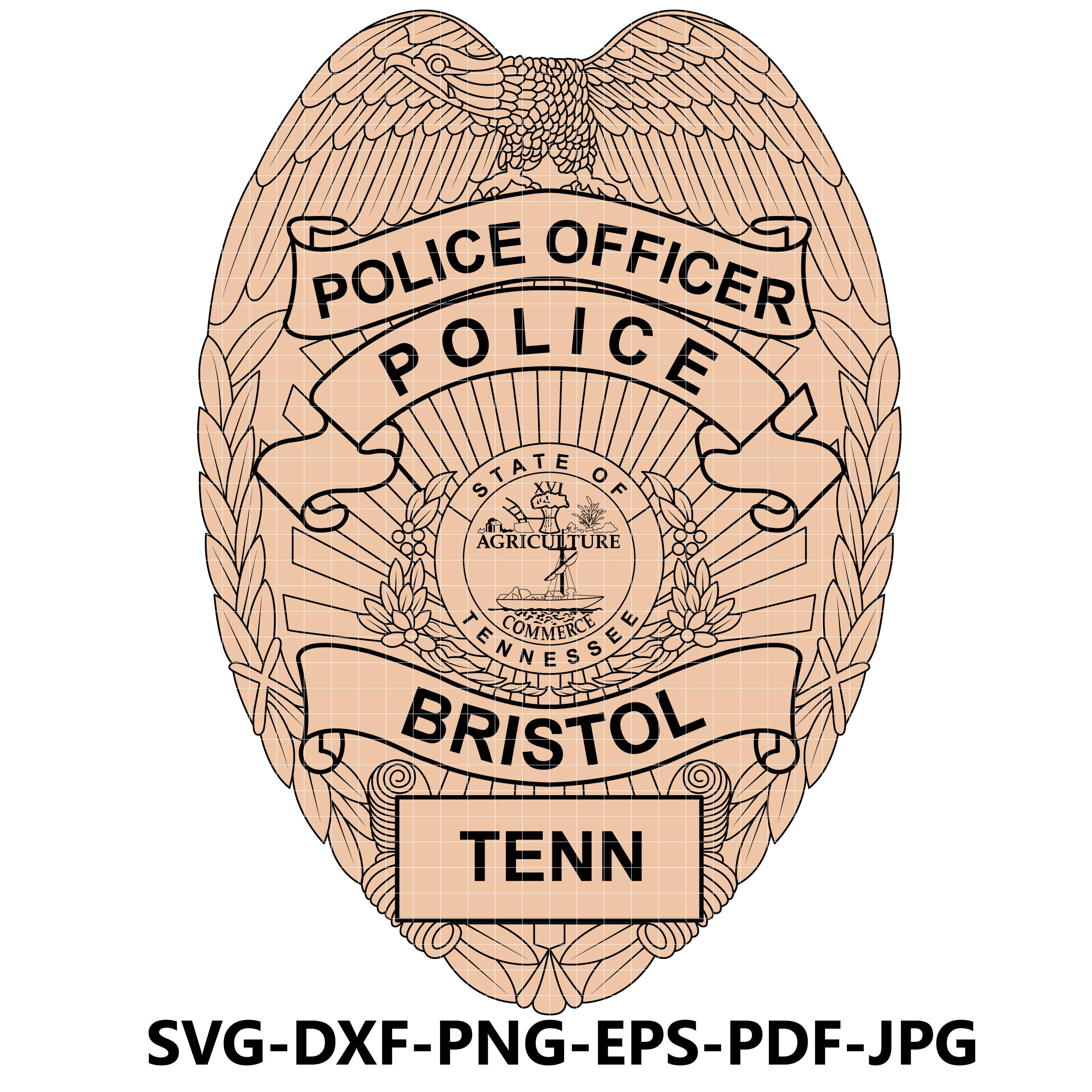 Bristol, Tennessee, Police Patch, Badge, Seal, Laser Cutting, Vector ...