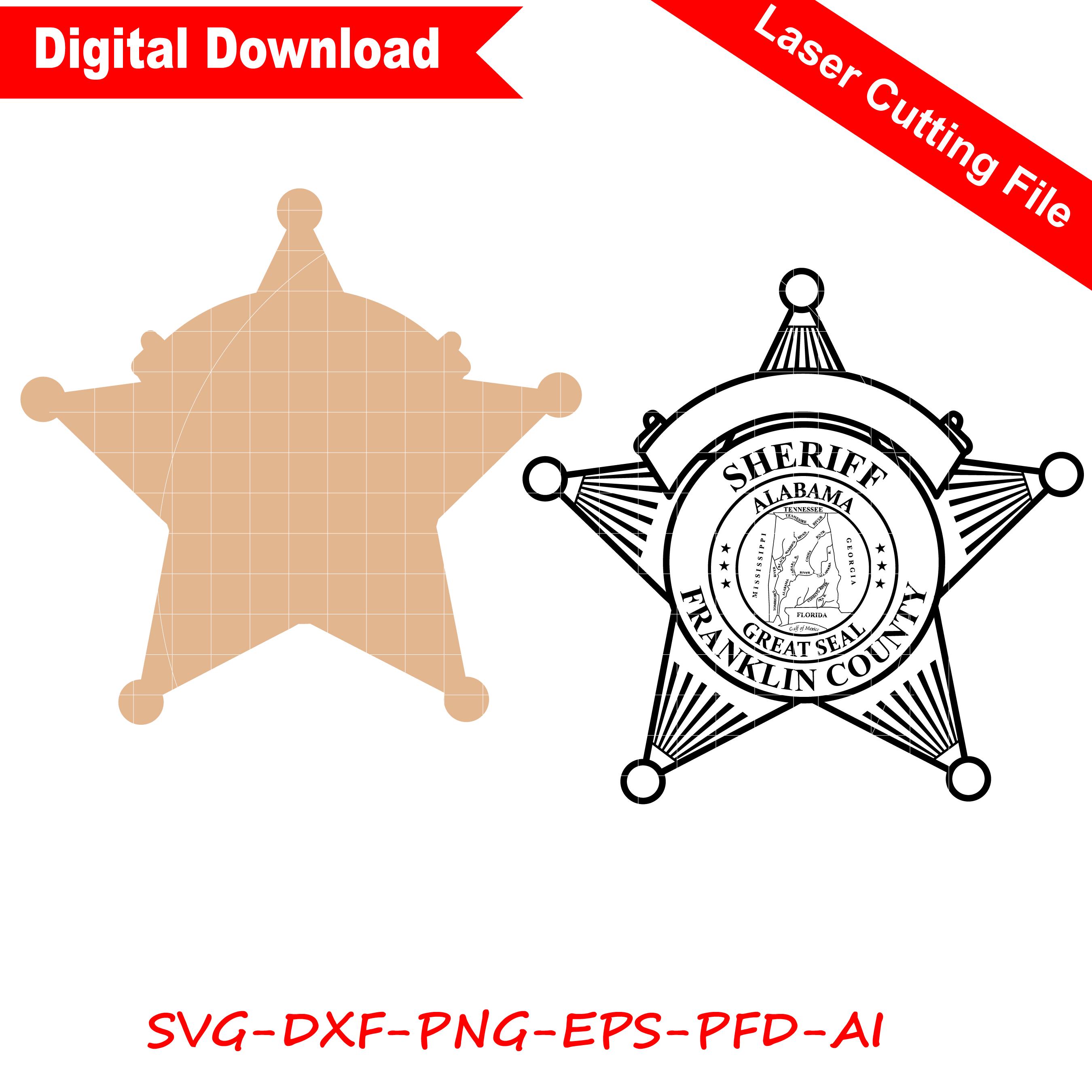 Franklin County Sheriff Badge, Seal, Laser Cutting, Vector Art, Cut ...