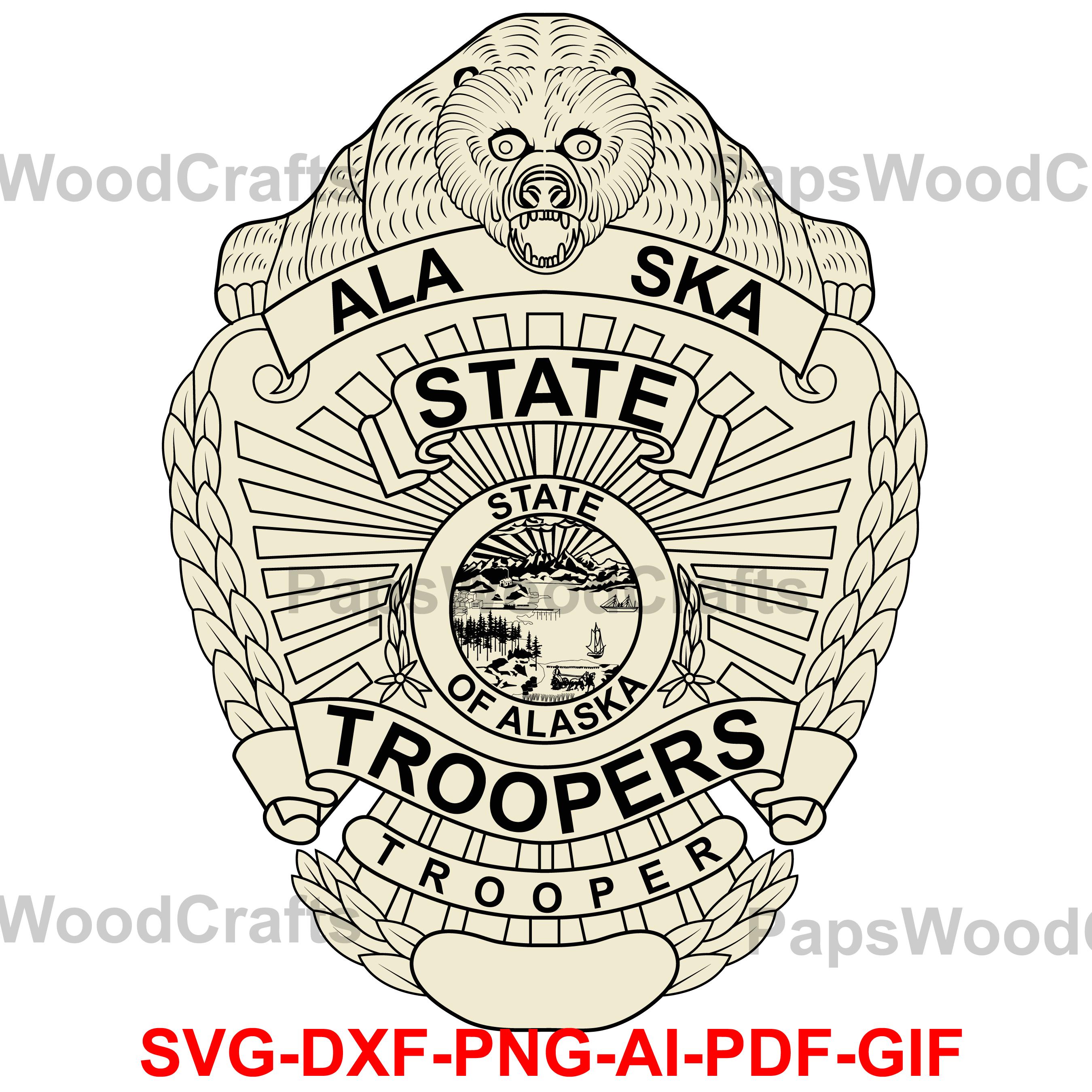 Alaska State, Troopers, Badge, Laser Cutting, Vector Art, Cut Files ...