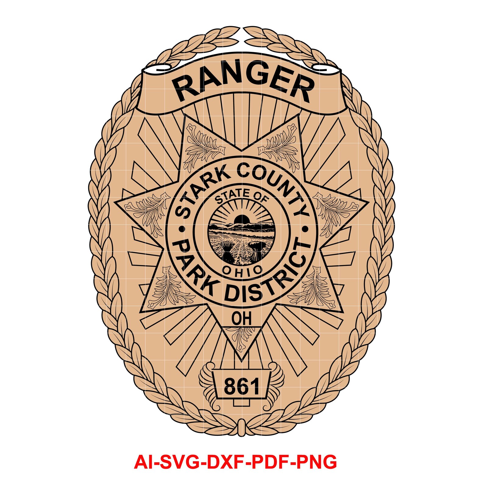Ranger, Park District, Stark County, Badge, Seal, Logo, Laser Cutting ...