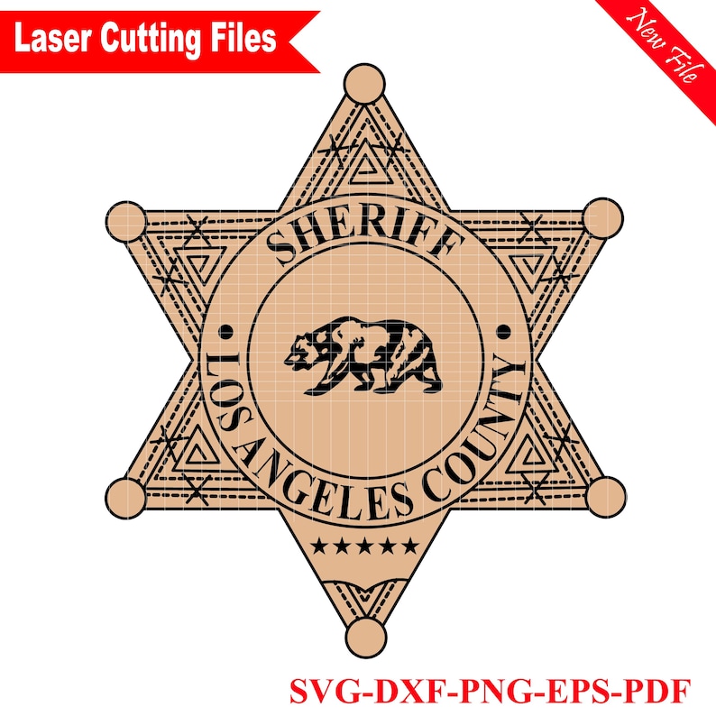 Los Angeles County Sheriff Department Badge 6 Point Star Laser, Cutting ...