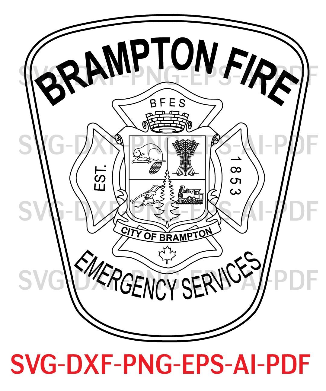 Brampton Fire, & Emergency Services, Police, Badge Seal, Custom, Ai ...