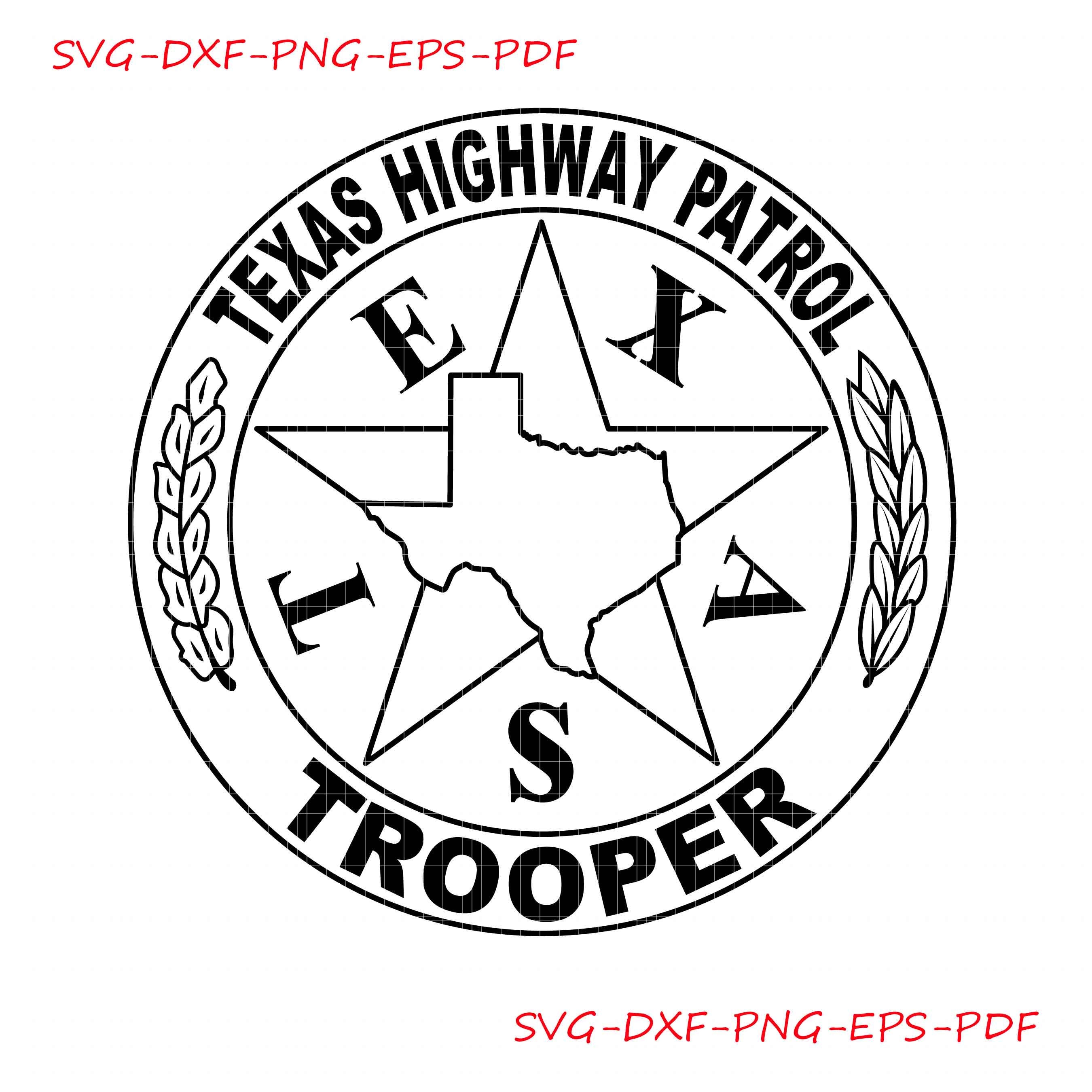 Texas Highway Patrol, Trooper Police Badge, Laser Cutting, Vector Art ...