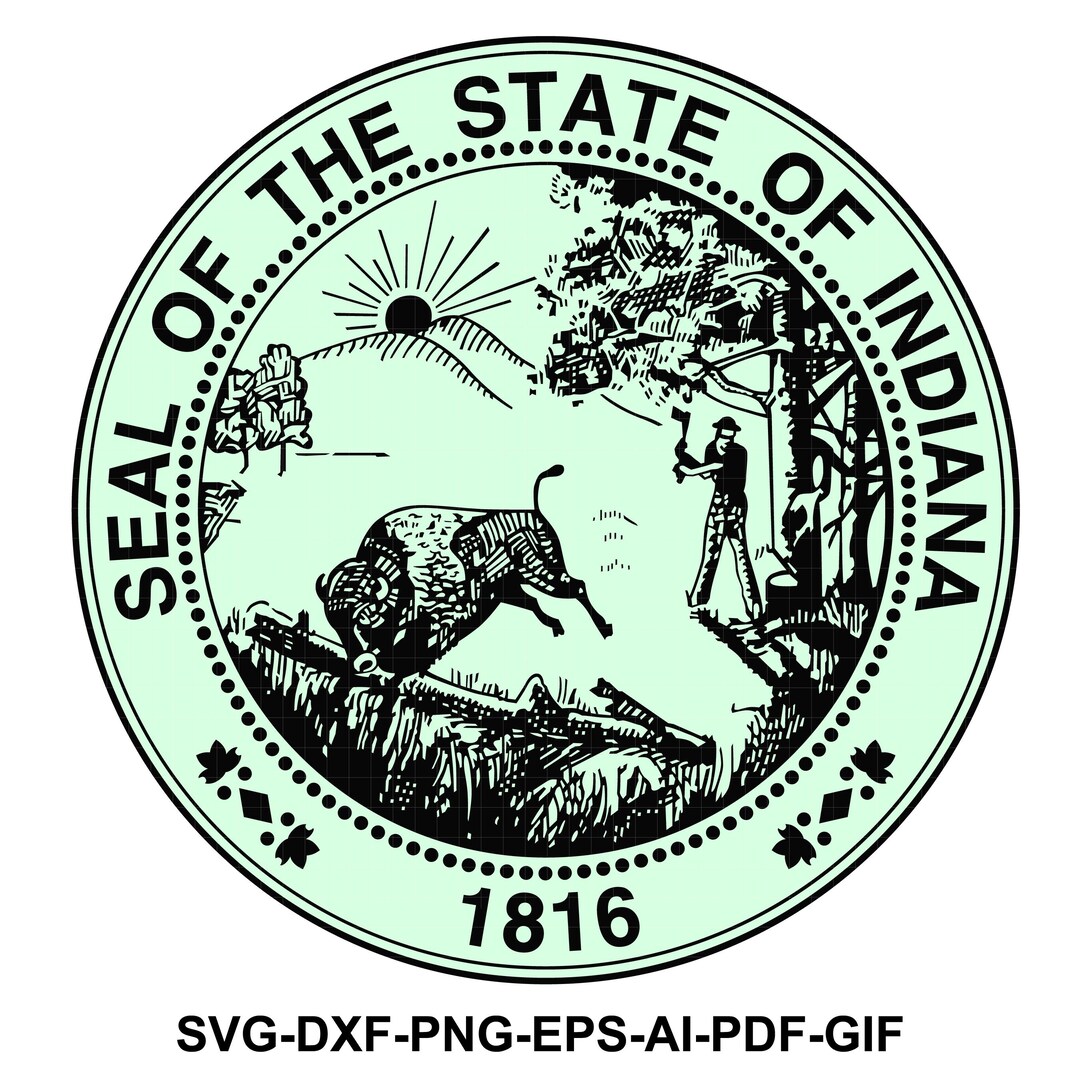 Seal of The, State of Indiana, Badge, Laser Cutting, Vector Art, Cut ...