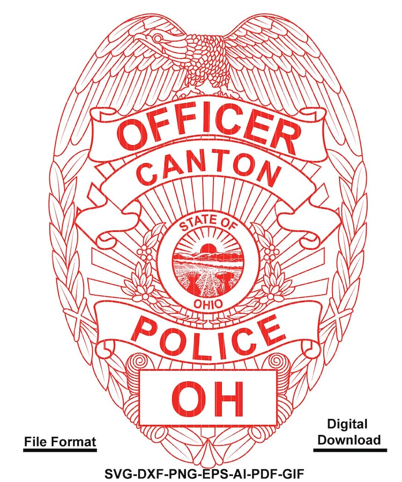 Canton Police, Ohio Officer Badge, Seal, Laser Cutting, Vector Art, Cut ...