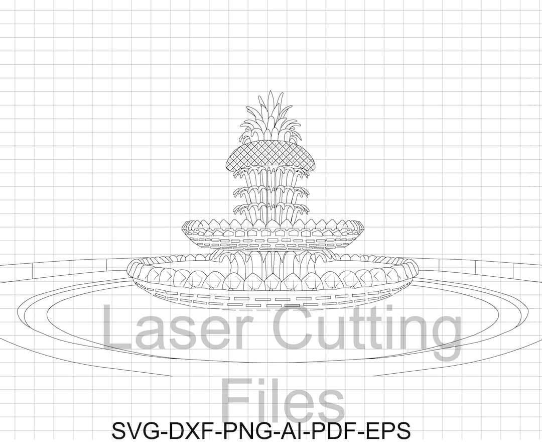 Charleston, SC Pineapple Fountain, Ai | Png | Eps | Dxf | SVG | Laser ...