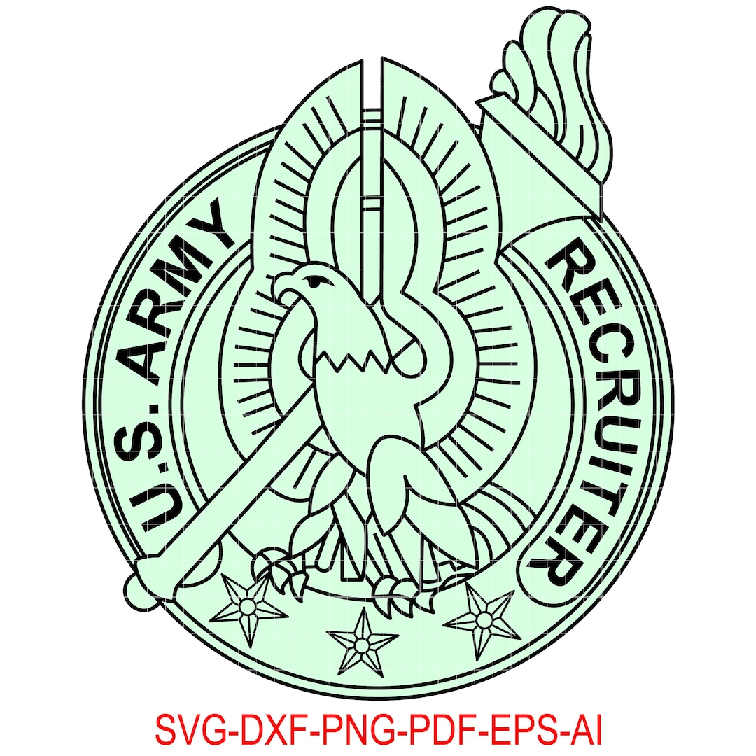 US Army Basic, Recruiter Identification, Badge, Laser Cutting, Vector ...