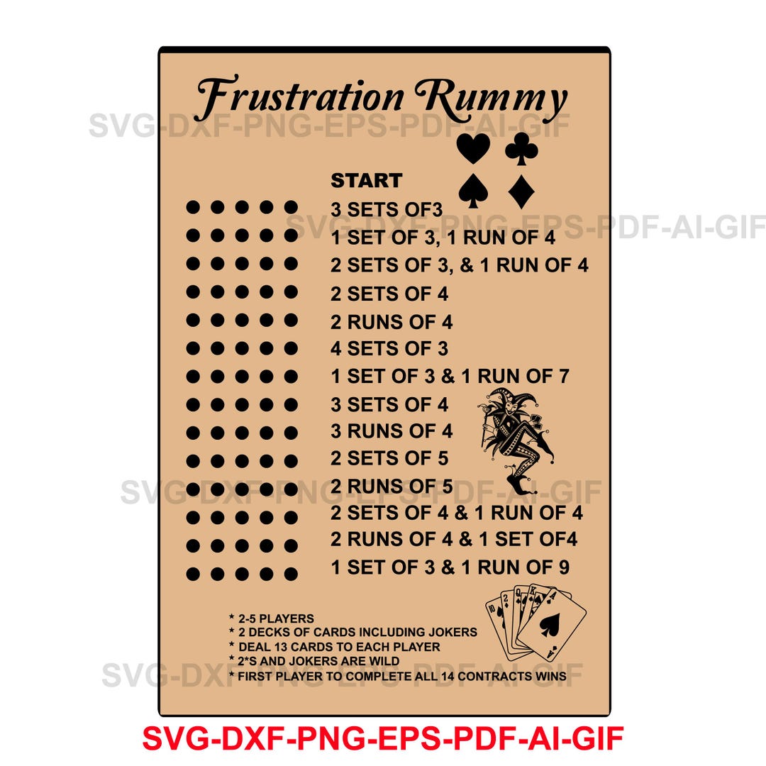 Frustration Rummy, Laser Cut File, Vector Art, Cut Files, Ai, Svg, Dxf ...