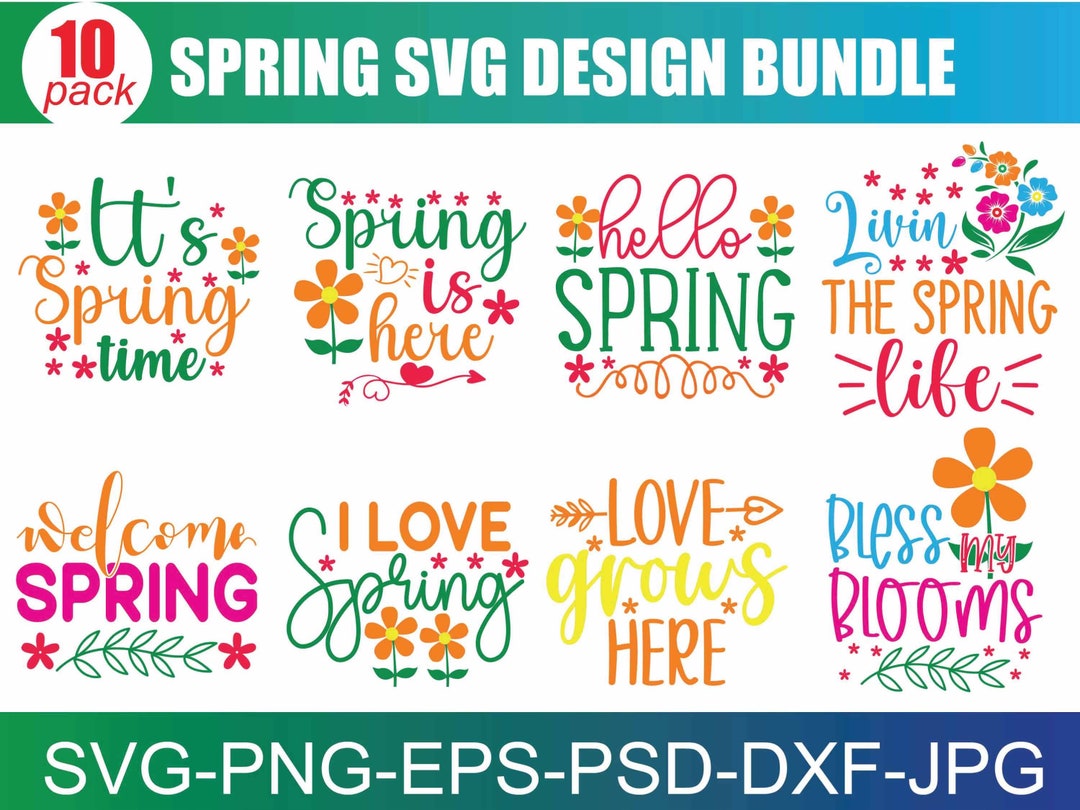 Spring Svg Bundle, Hello Spring, Svg, ' Here Svg, Spring Png Welcome ...