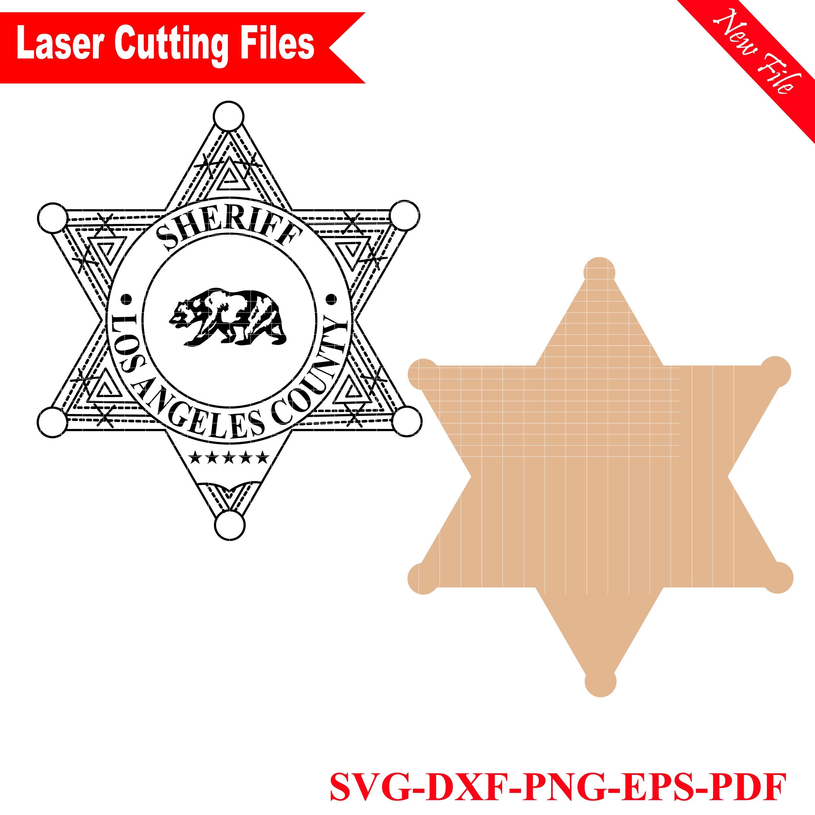 Los Angeles County Sheriff Department Badge 6 Point Star Laser, Cutting ...