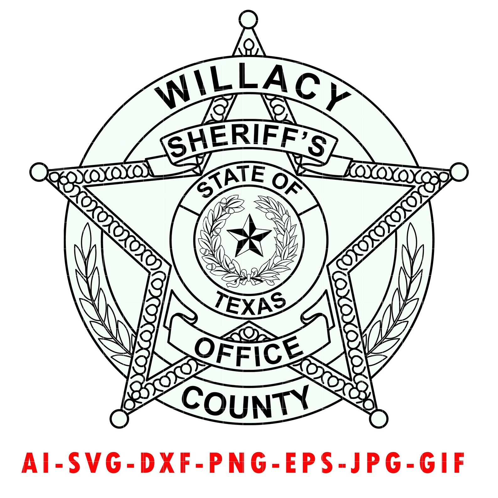 Willacy County, Texas State, Sheriff Badge, Laser Cutting, Vector Art ...