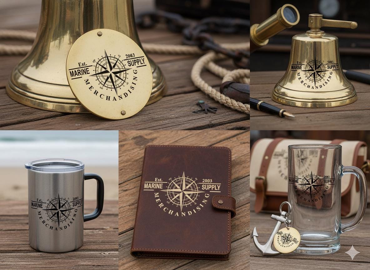 Vintage Marine Compass Rose Logo - Nautical Supply & Merchandising ...