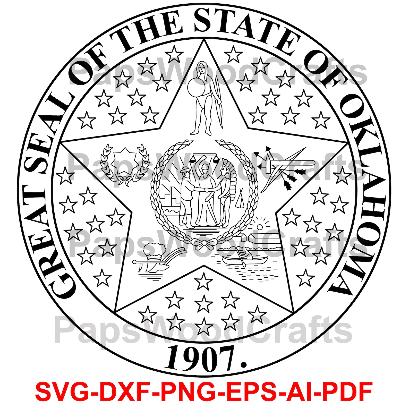 Great Seal, of the State Of, Oklahoma, Badge, Logo, Seal, Custom, Ai ...